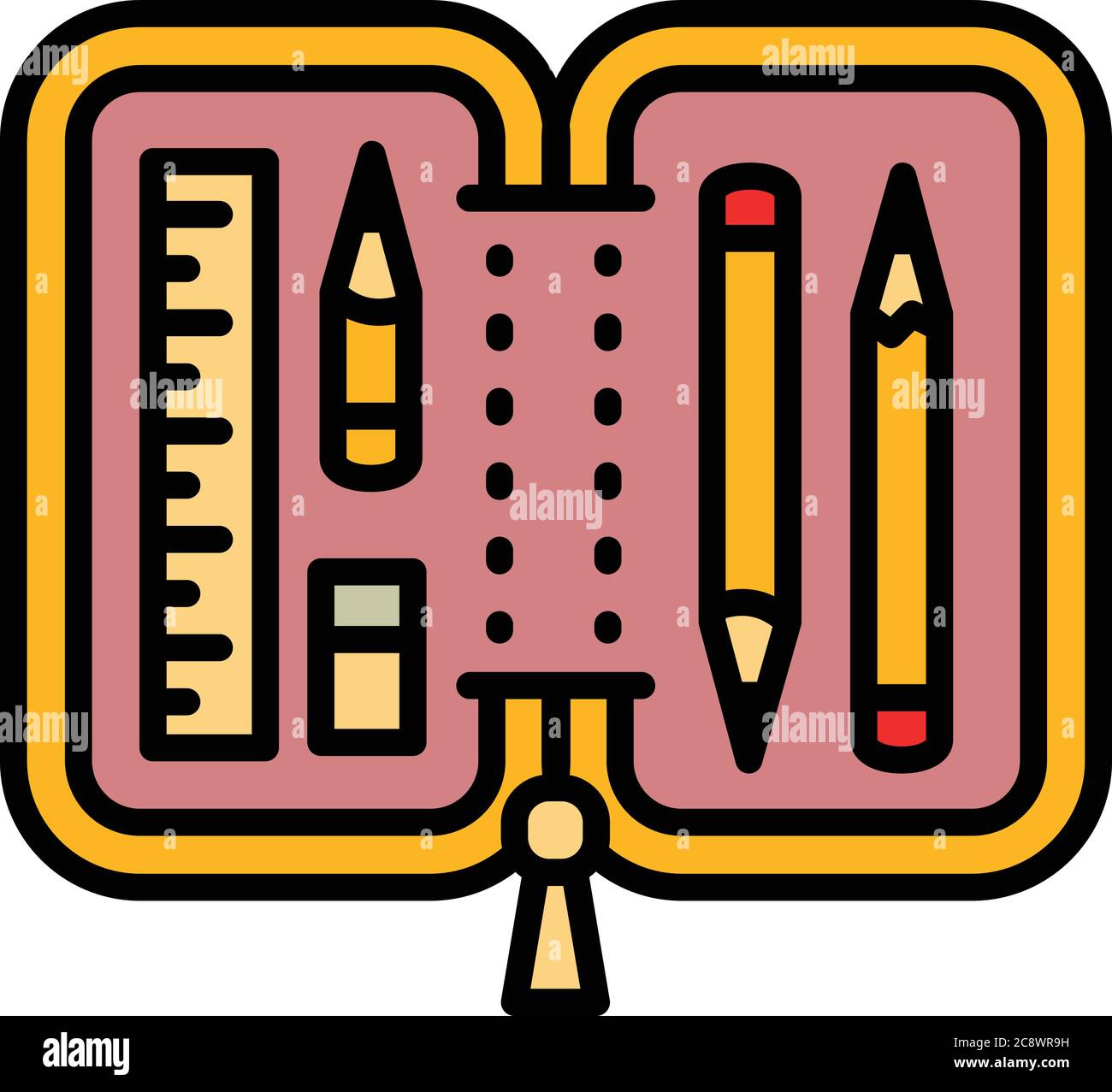 Open pencil case icon. Outline open pencil case vector icon for web ...