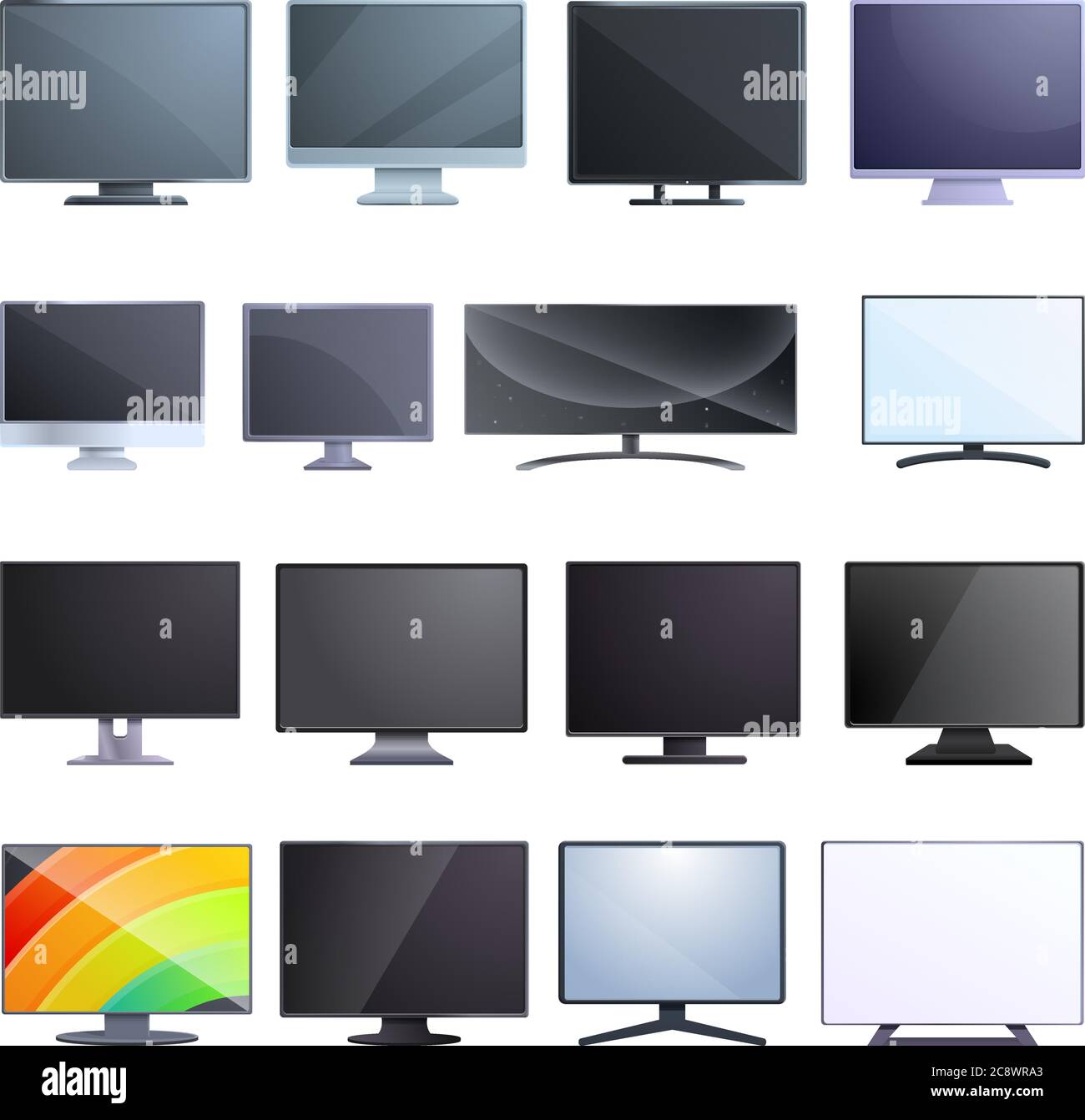 Monitor icons set. Cartoon set of monitor vector icons for web design ...