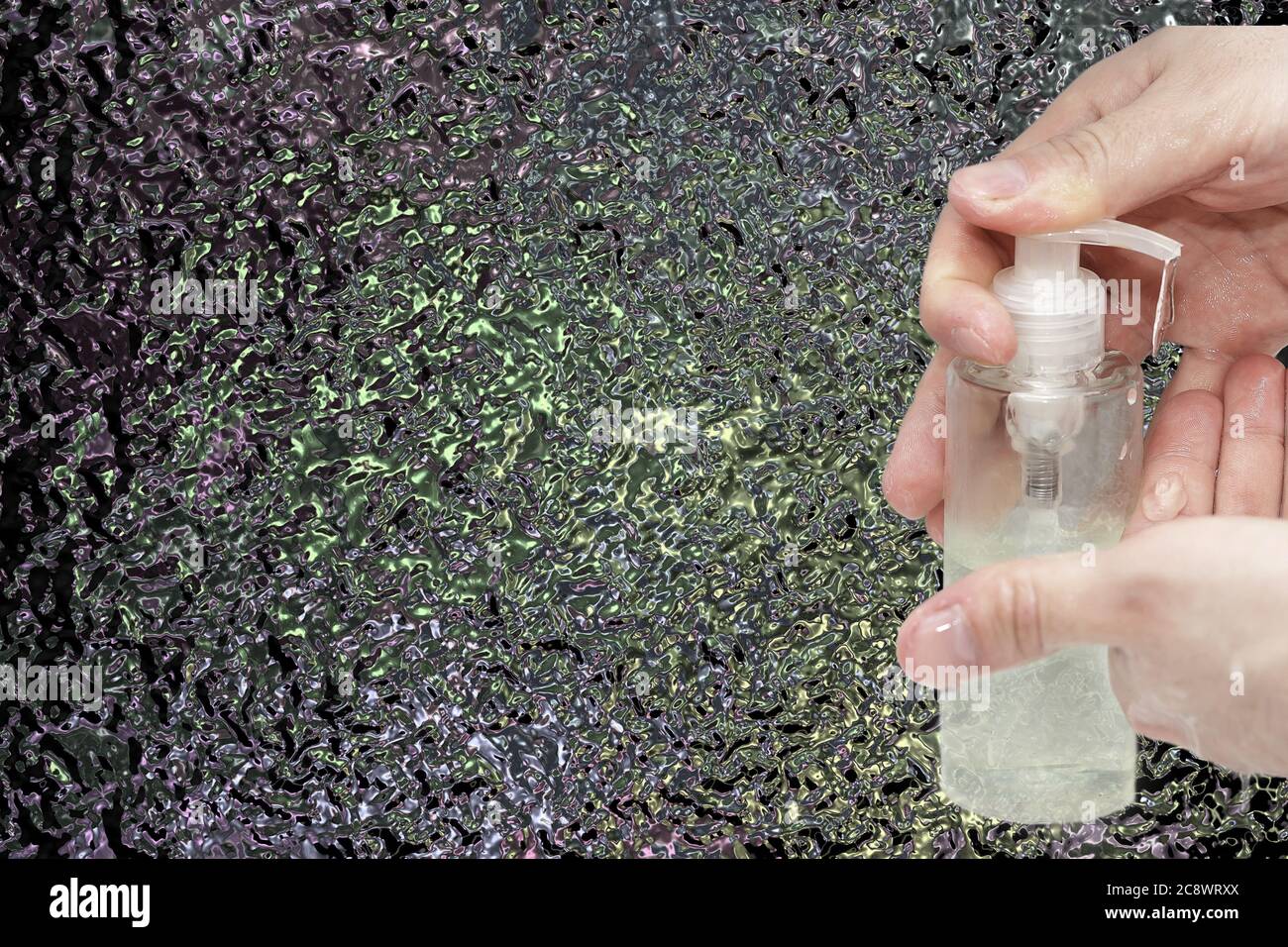 Man washing hands with soap and lathering suds. Protect against the ...