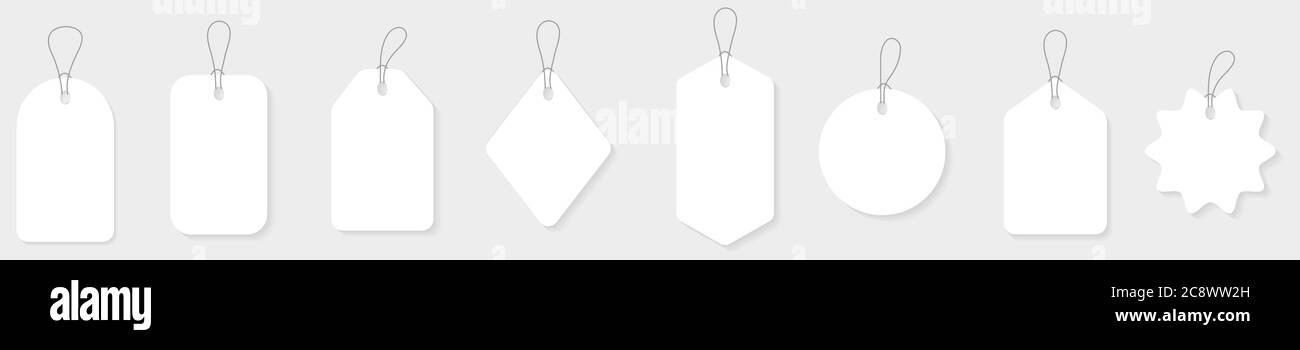 Blank white paper price tags or gift tags in different shapes Stock ...