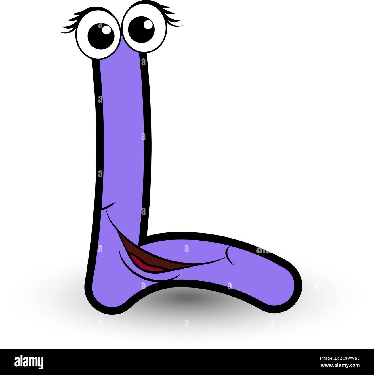 Funny hand-drawn cartoon styled font colorful letter K with smiling ...