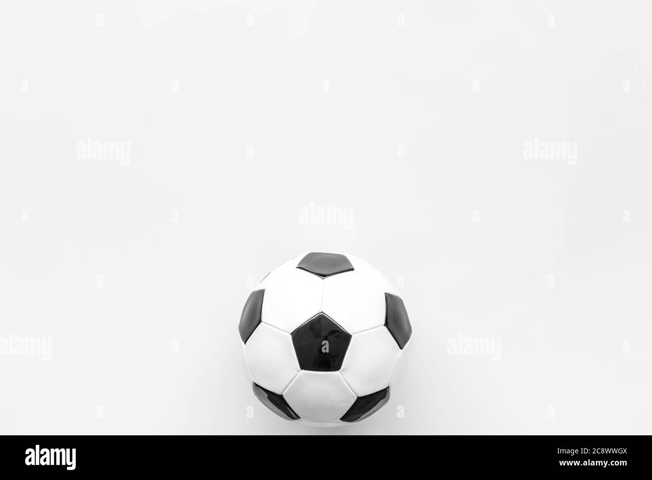 Soccer ball on white background top view copy space Stock Photo - Alamy