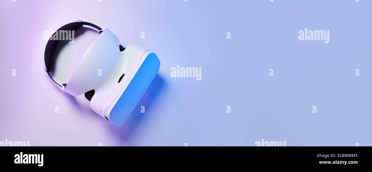 Virtual reality headset in violet and blue neon colors Stock Photo - Alamy
