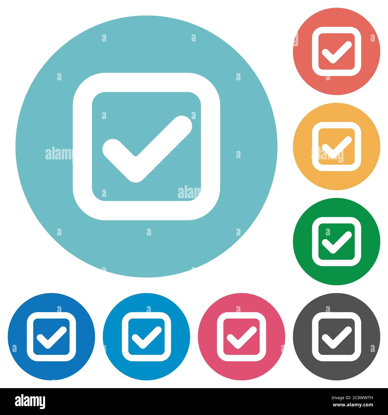 Flat checkbox icon set on round color background Stock Vector Image ...