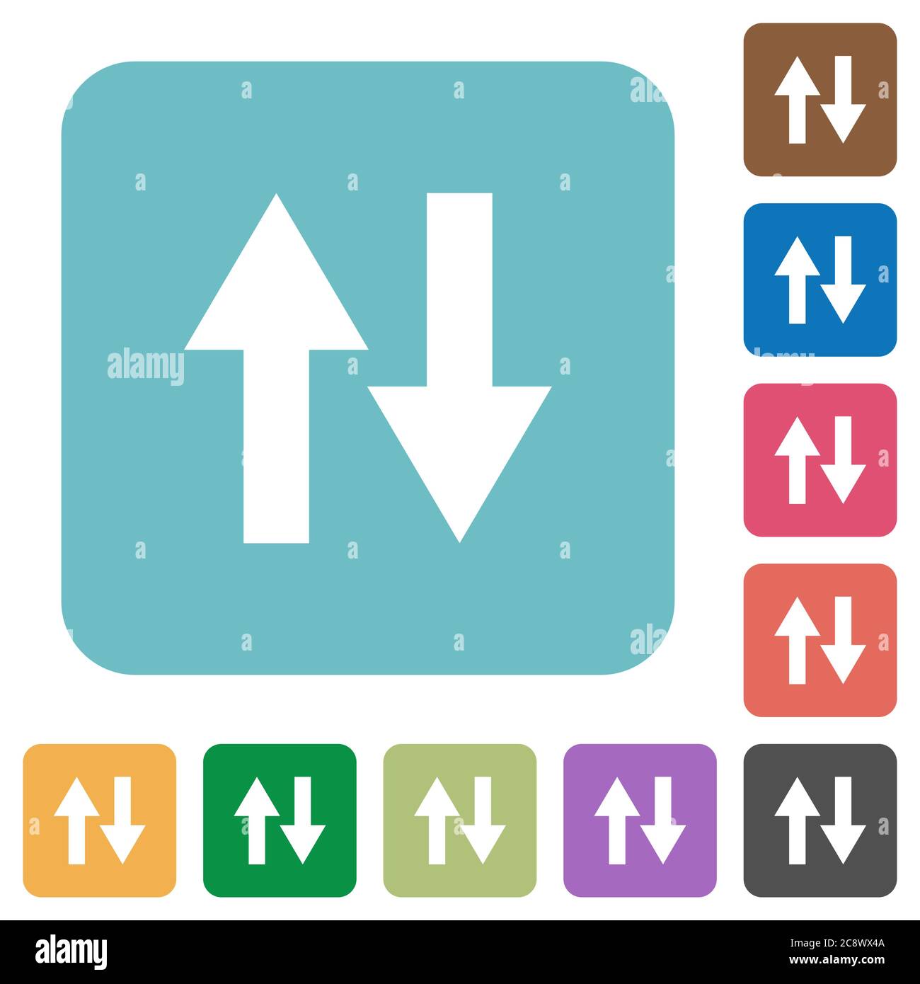 Flat data traffic icons on rounded square color backgrounds Stock ...
