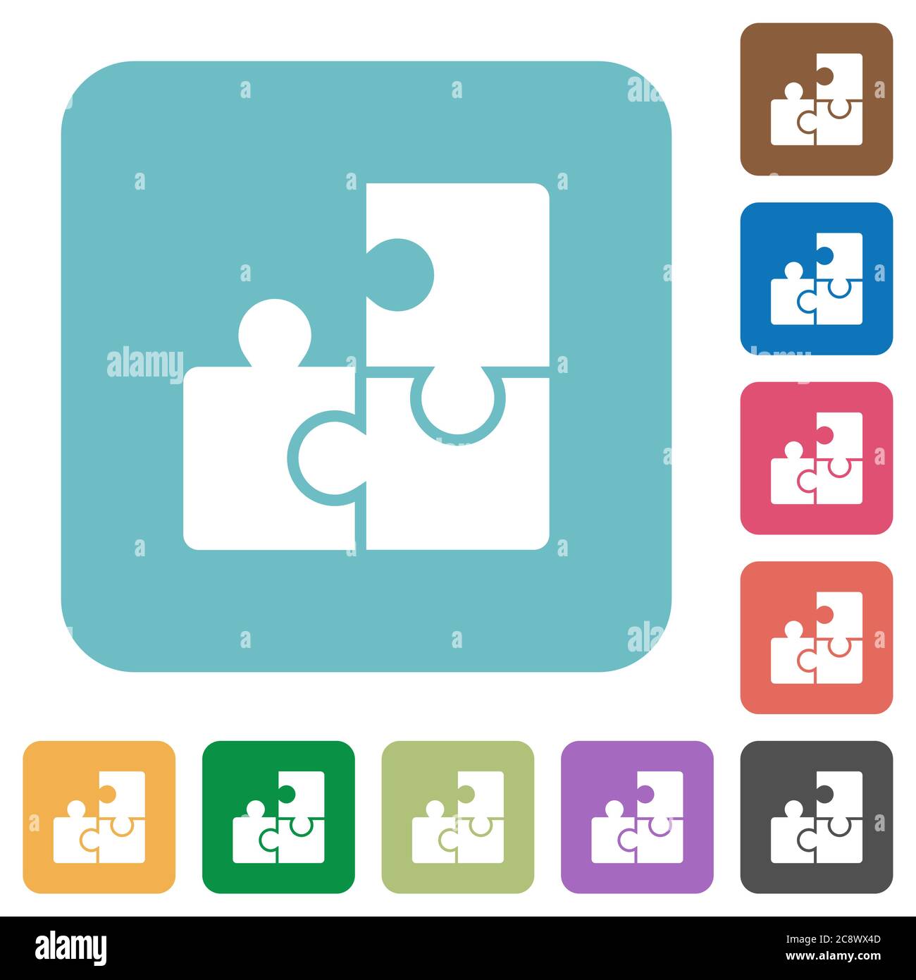 Flat puzzle icons on rounded square color backgrounds Stock Vector ...