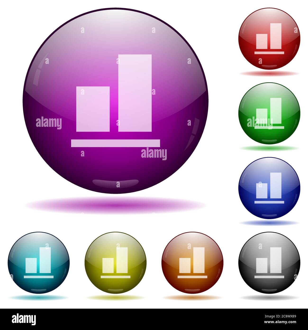 Set of color Align to bottom glass sphere buttons with shadows Stock Vector Image & Art - Alamy