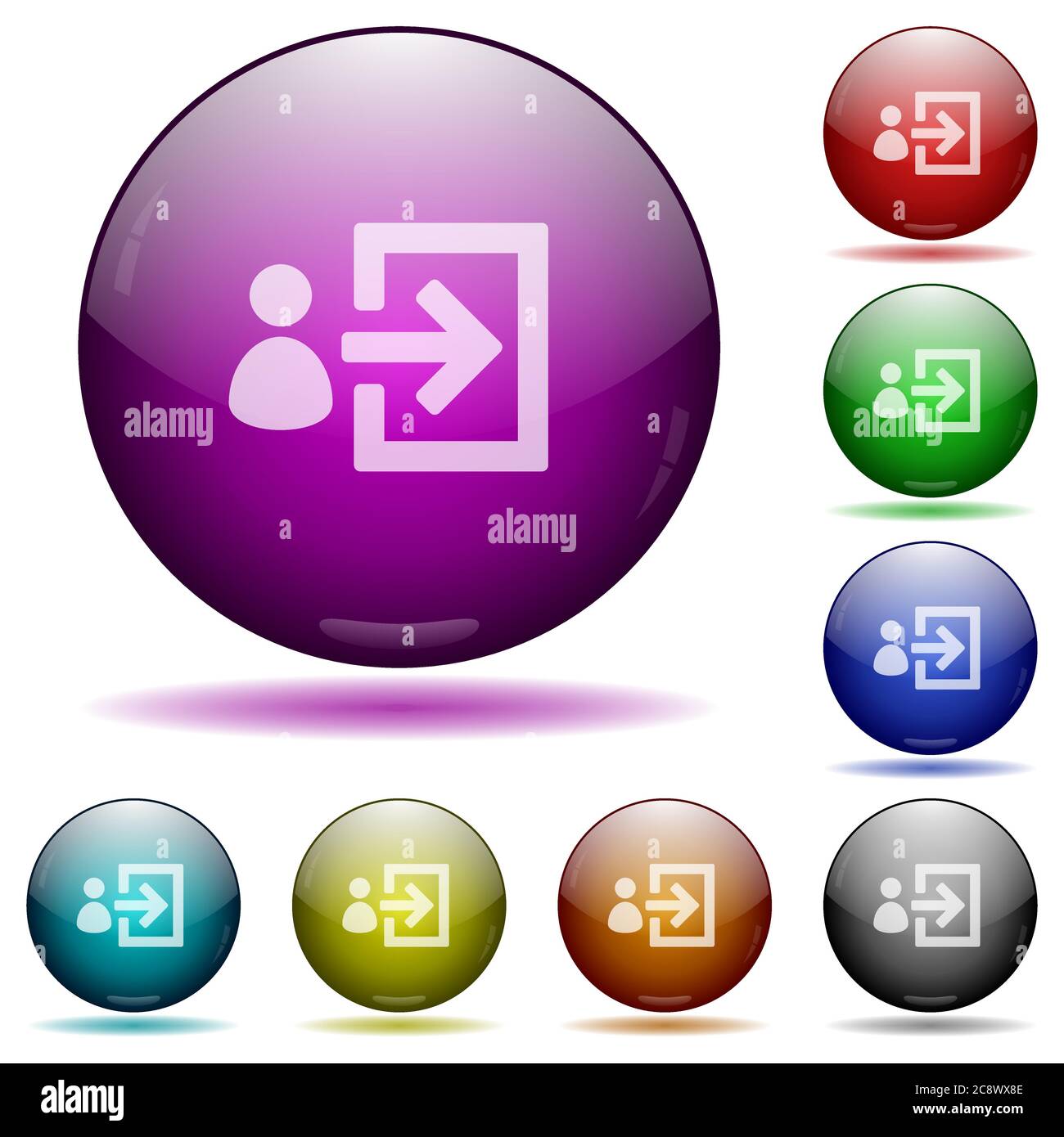 Set of color user login glass sphere buttons with shadows Stock Vector ...
