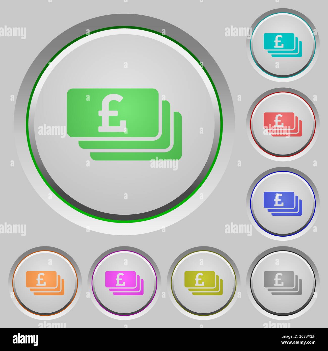 Set of color Pound banknotes sunk push buttons Stock Vector Image & Art ...