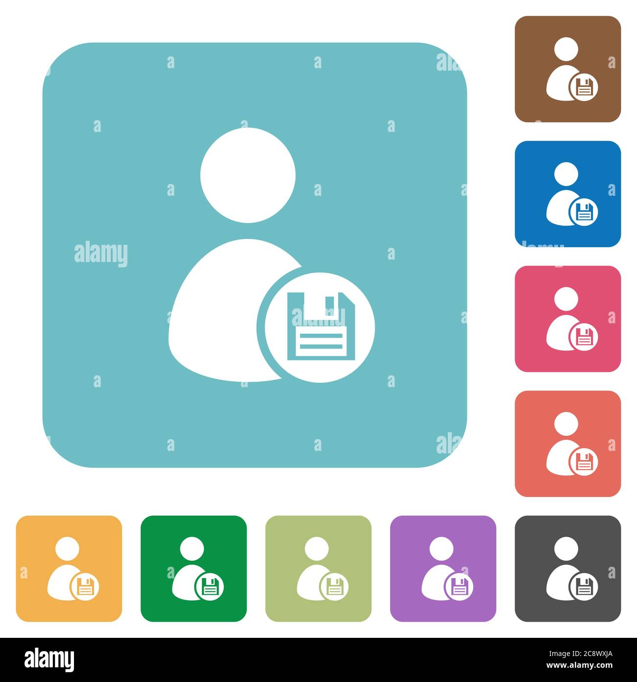 Flat Save User Account Icons On Rounded Square Color Backgrounds Stock Vector Image And Art Alamy