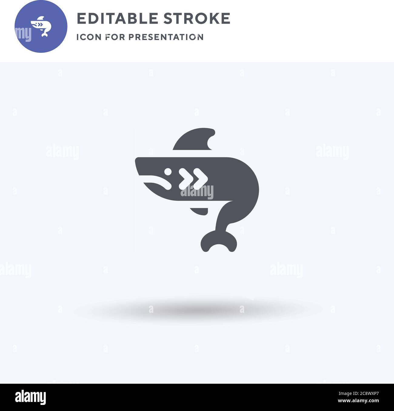 Shark icon vector, filled flat sign, solid pictogram isolated on white ...