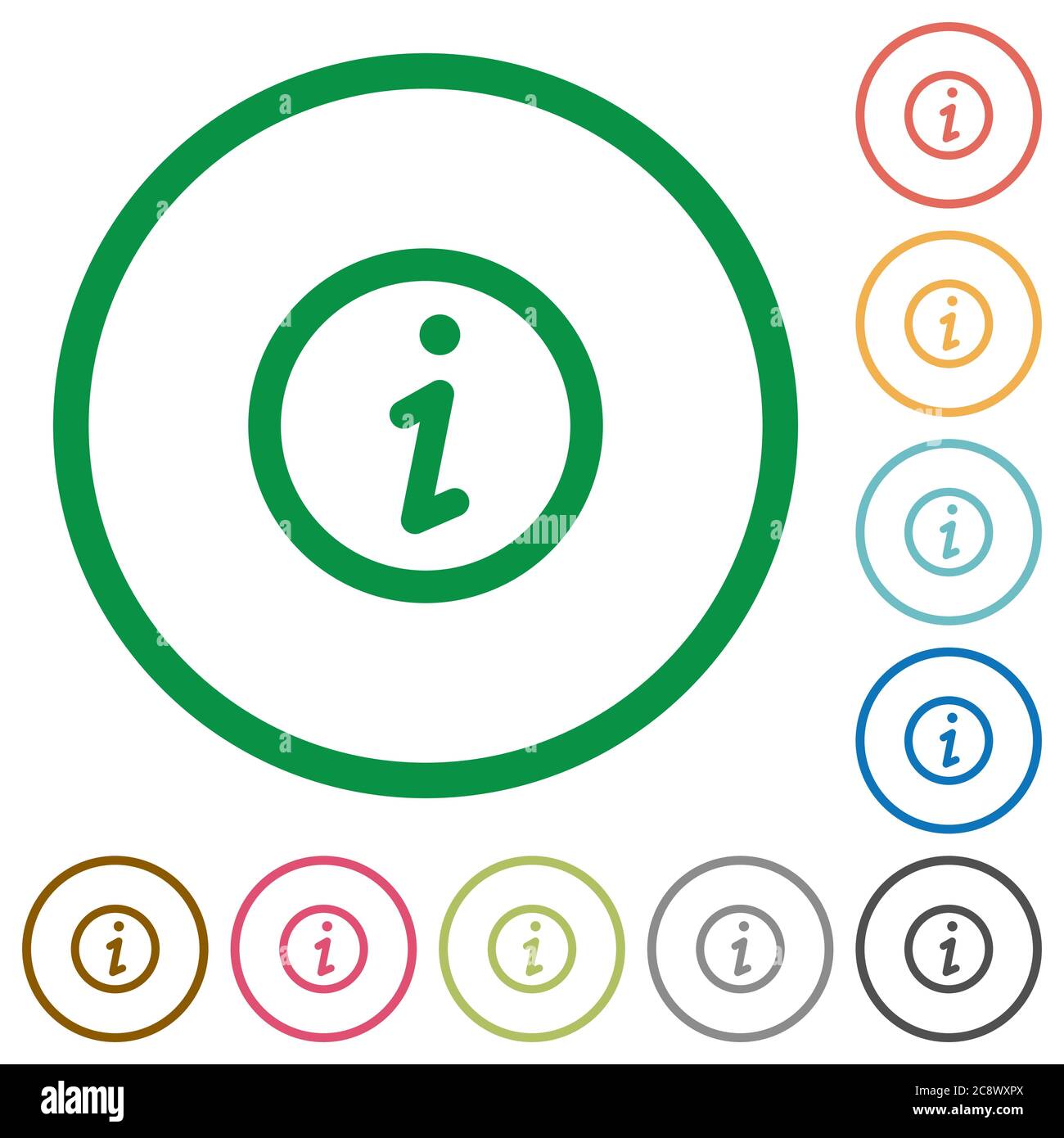 Set of information color round outlined flat icons on white background Stock Vector Image & Art ...