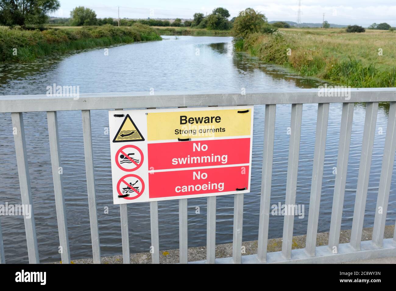 July 2020 - Warning signs at Gold Corner pumping station, Somerset, UK ...