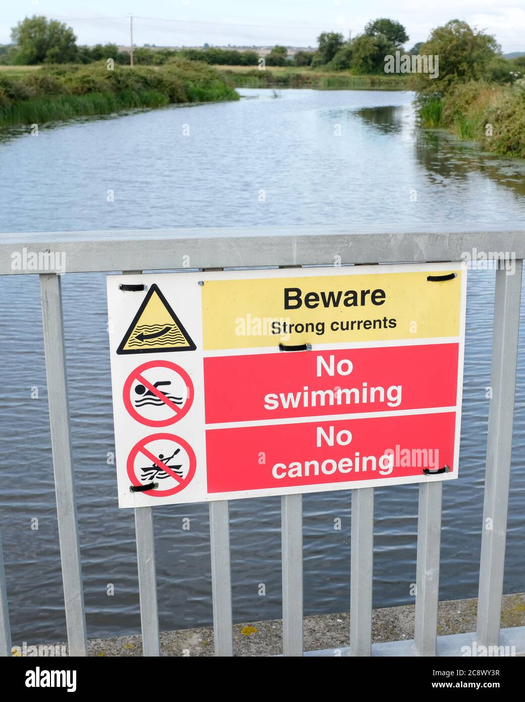 July 2020 - Warning signs at Gold Corner pumping station, Somerset, UK ...