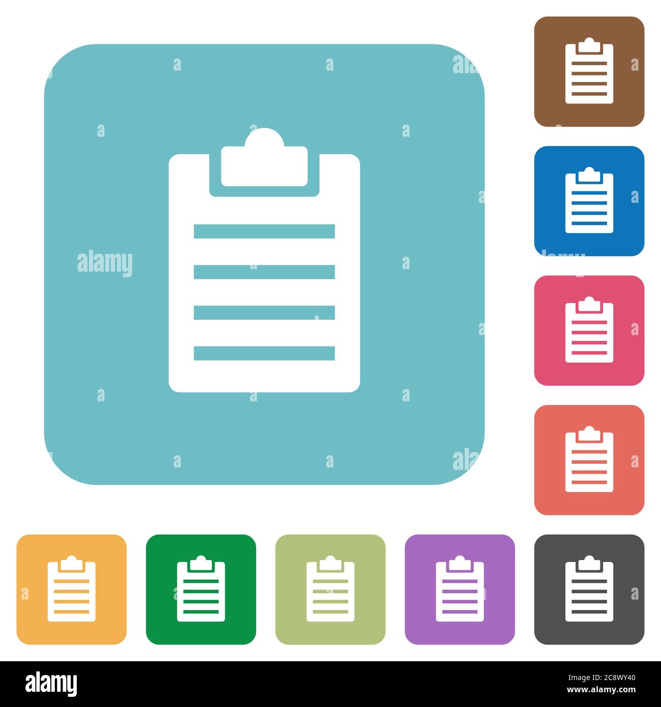 Flat notes icons on rounded square color backgrounds Stock Vector Image ...