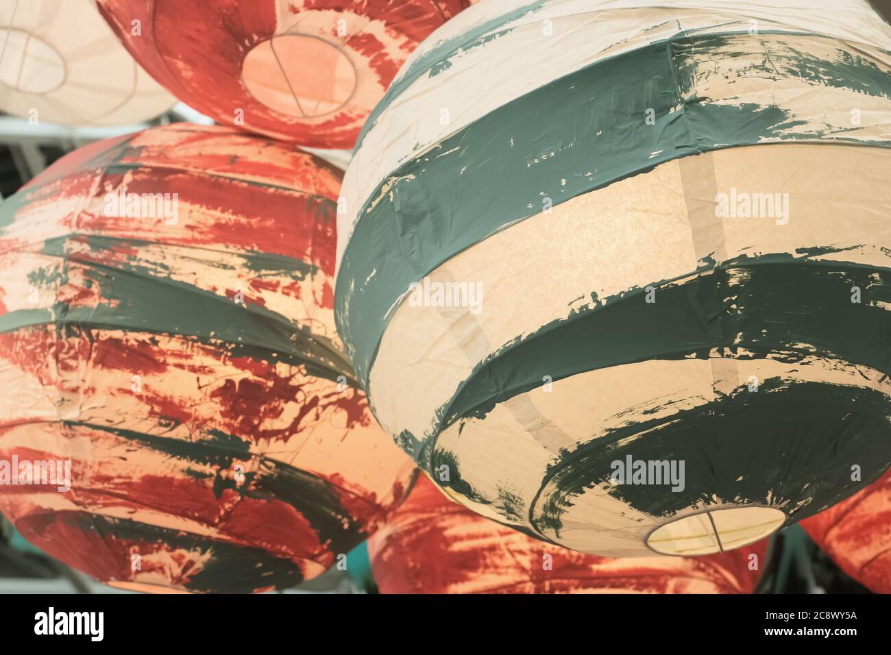 Chinese painted lampshades. Different colours. Paperllampshade Stock ...