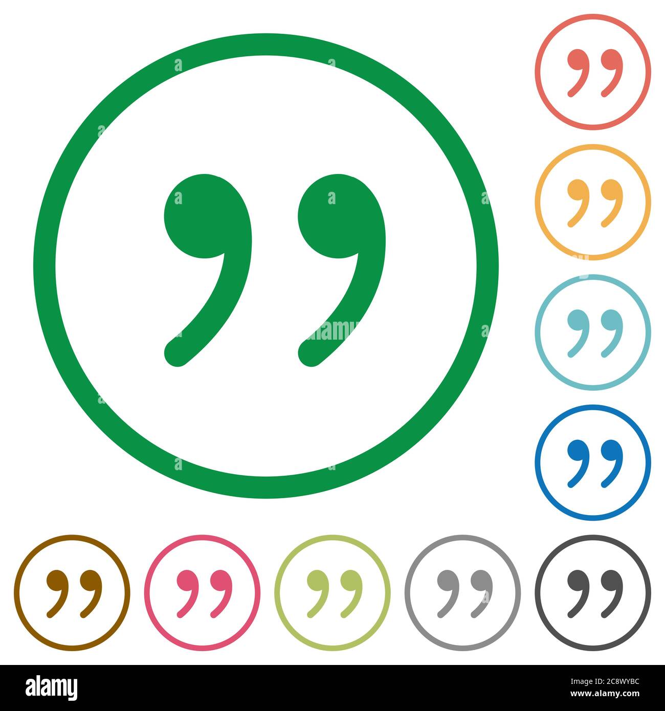 Set of quotation color round outlined flat icons on white background Stock Vector Image & Art ...