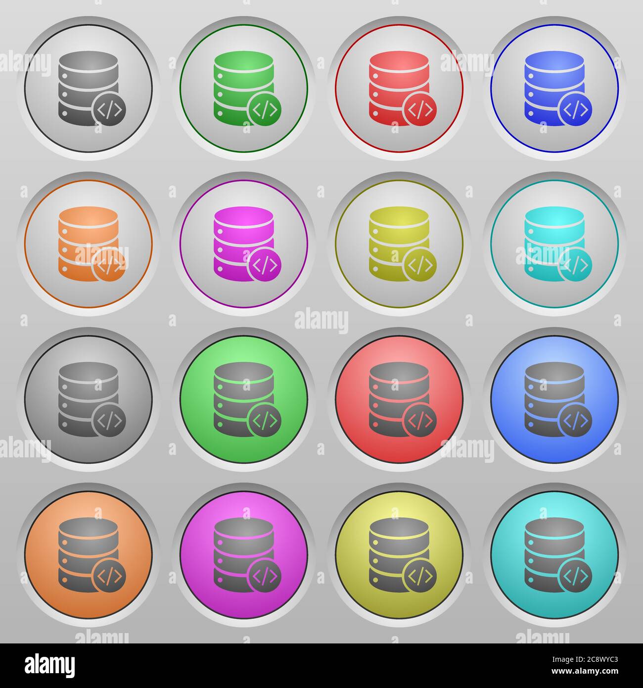 Set of database programming plastic sunk spherical buttons Stock Vector ...