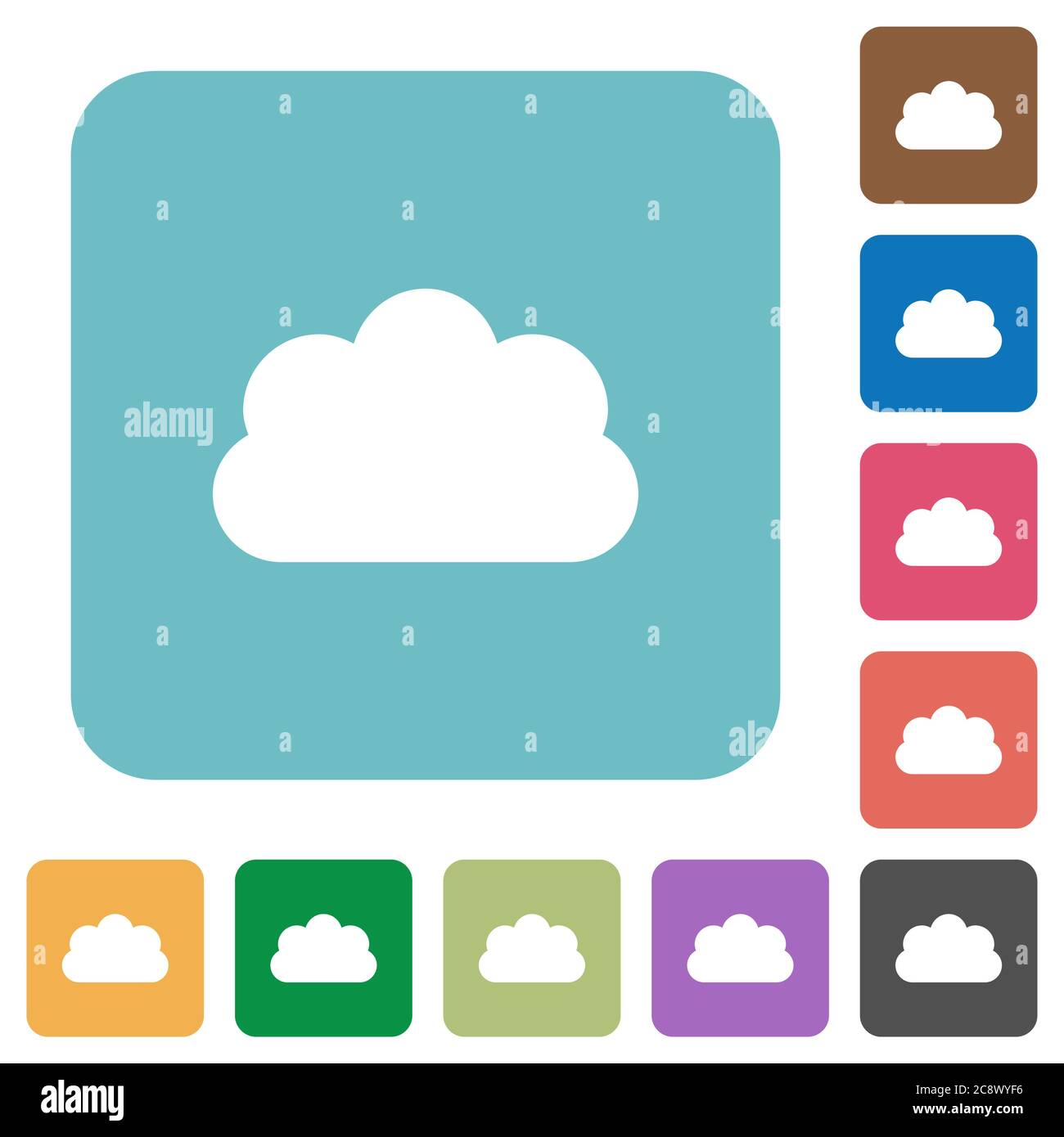 Flat cloud icons on rounded square color backgrounds Stock Vector Image ...