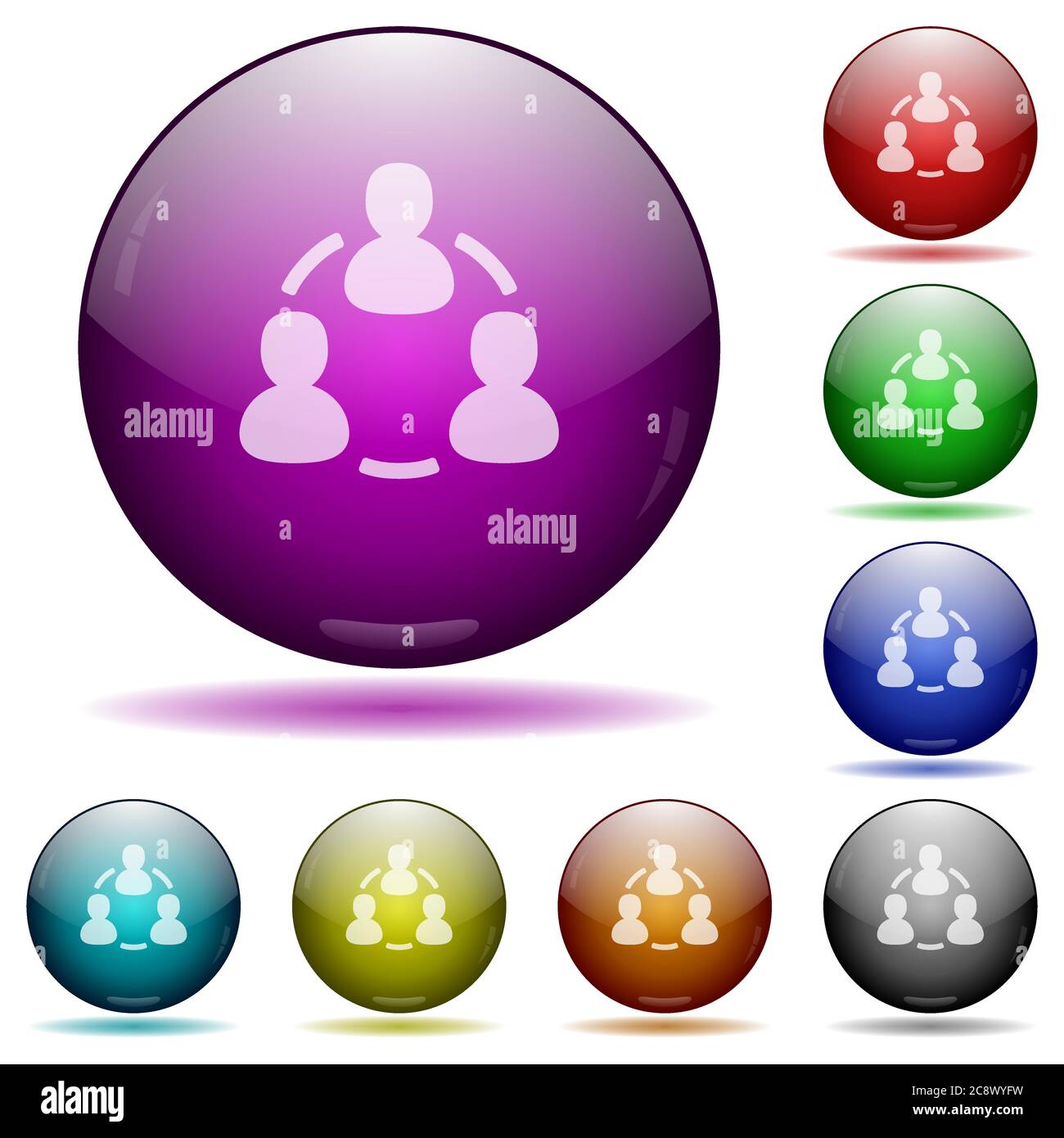 Set of color online users glass sphere buttons with shadows Stock ...