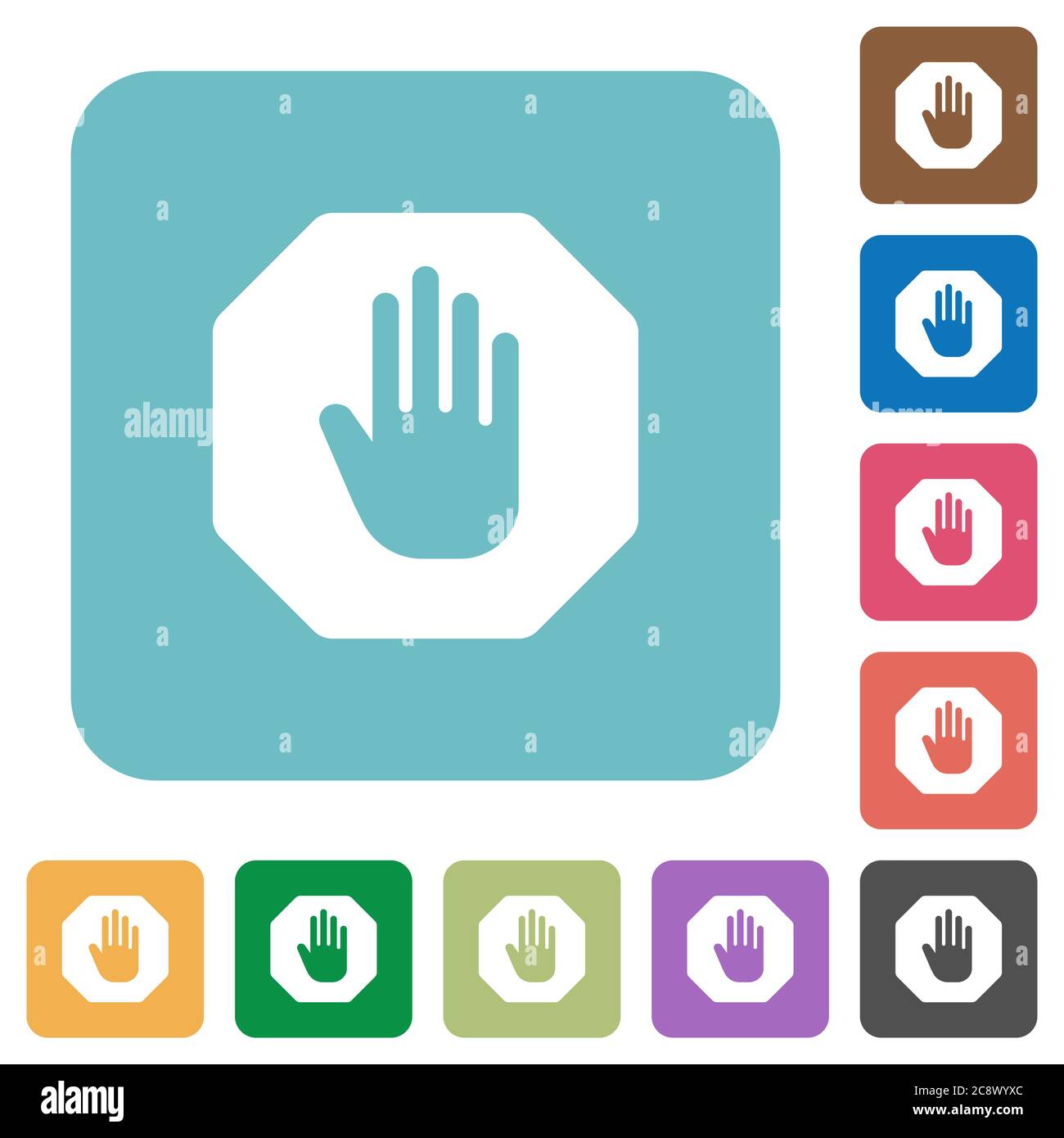 Flat stop sign icons on rounded square color backgrounds Stock Vector ...