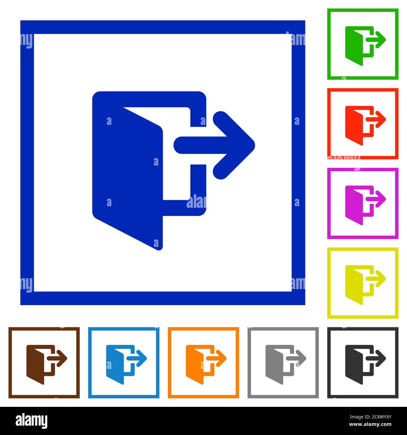 Set of color square framed exit flat icons Stock Vector Image & Art - Alamy
