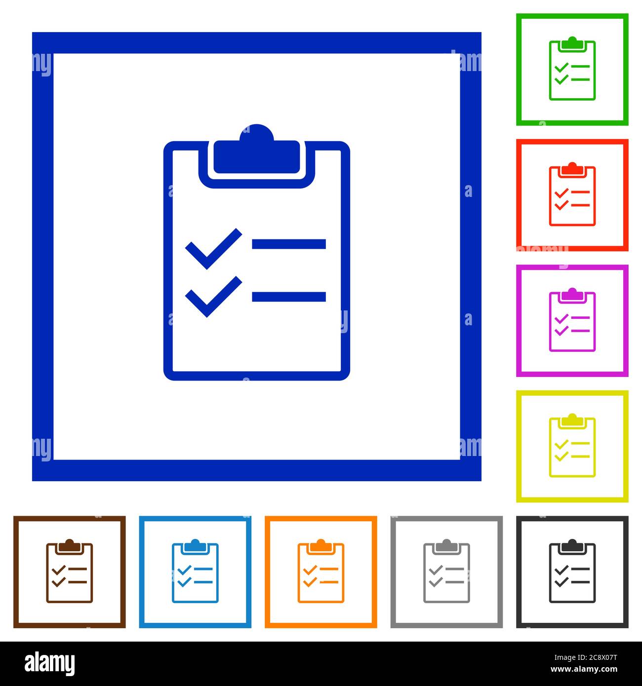 Set of color square framed checklist flat icons Stock Vector Image ...