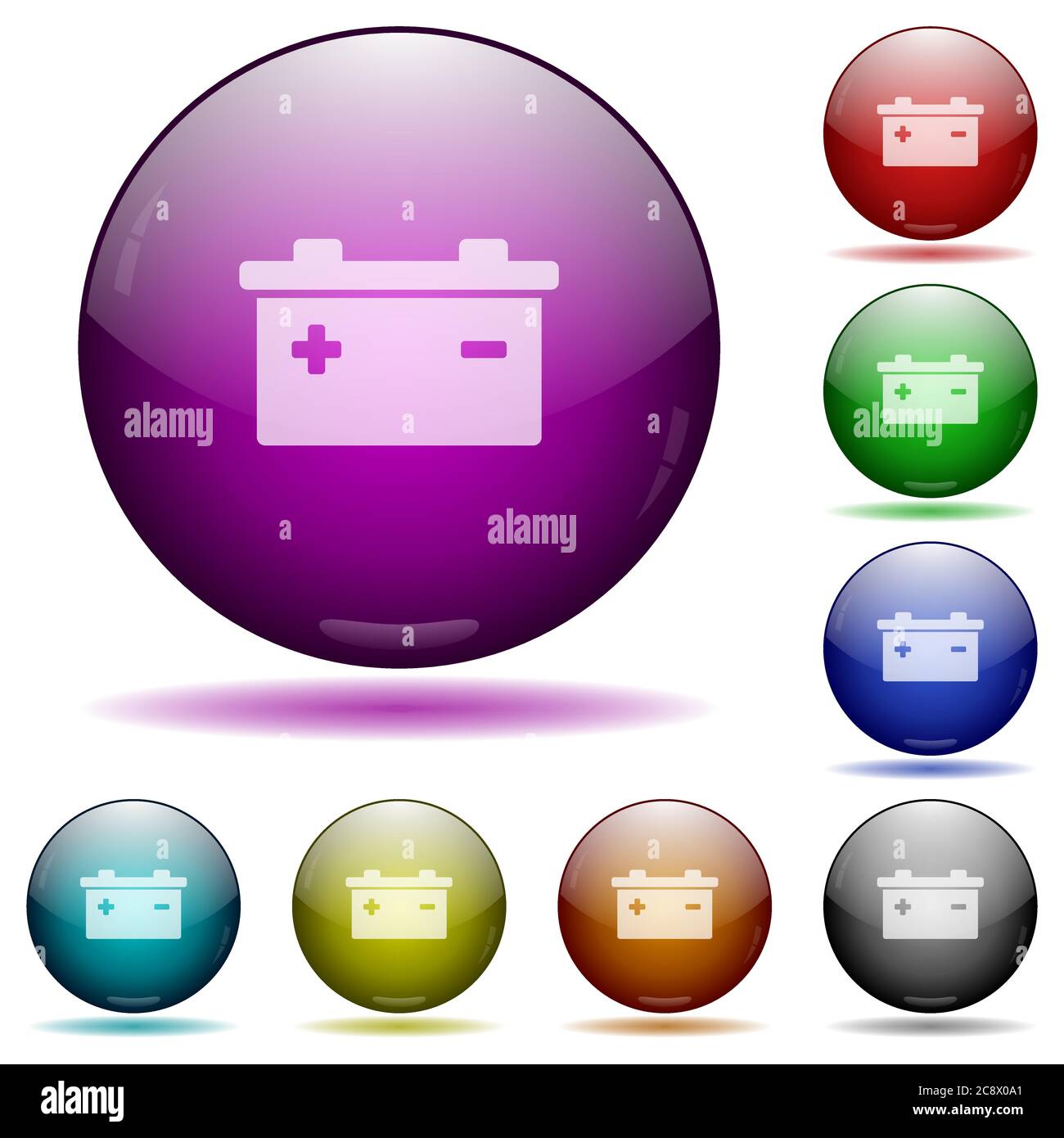 Set of color accumulator glass sphere buttons with shadows Stock Vector Image & Art - Alamy
