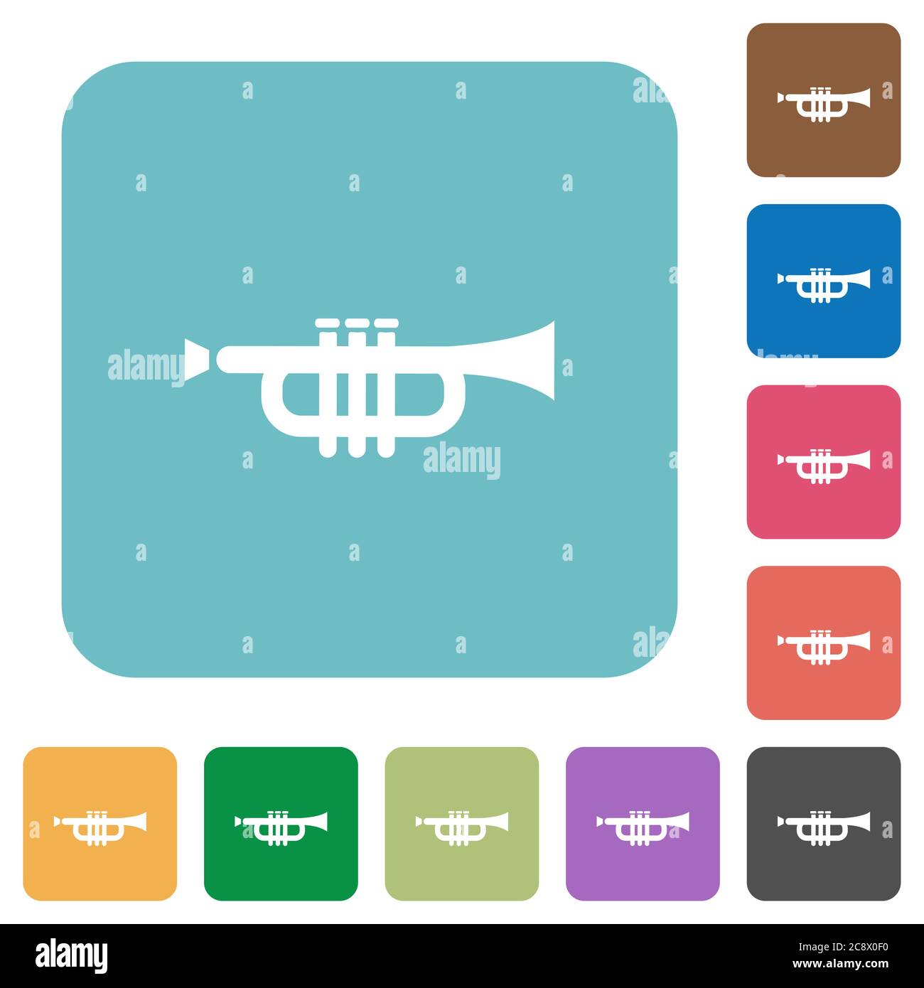 Flat trumpet icons on rounded square color backgrounds Stock Vector ...