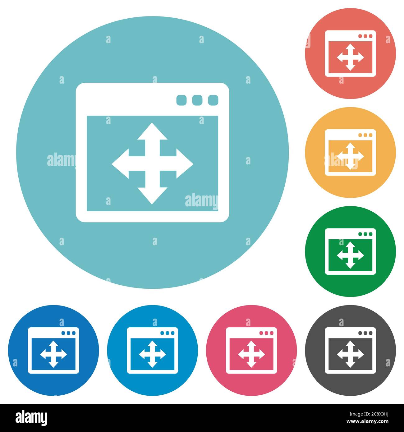 Flat move window icon set on round color background Stock Vector Image ...