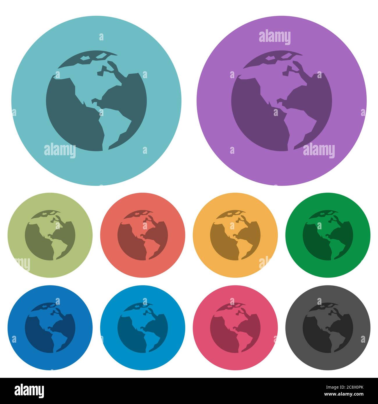 Color Earth flat icon set on round background Stock Vector Image & Art ...