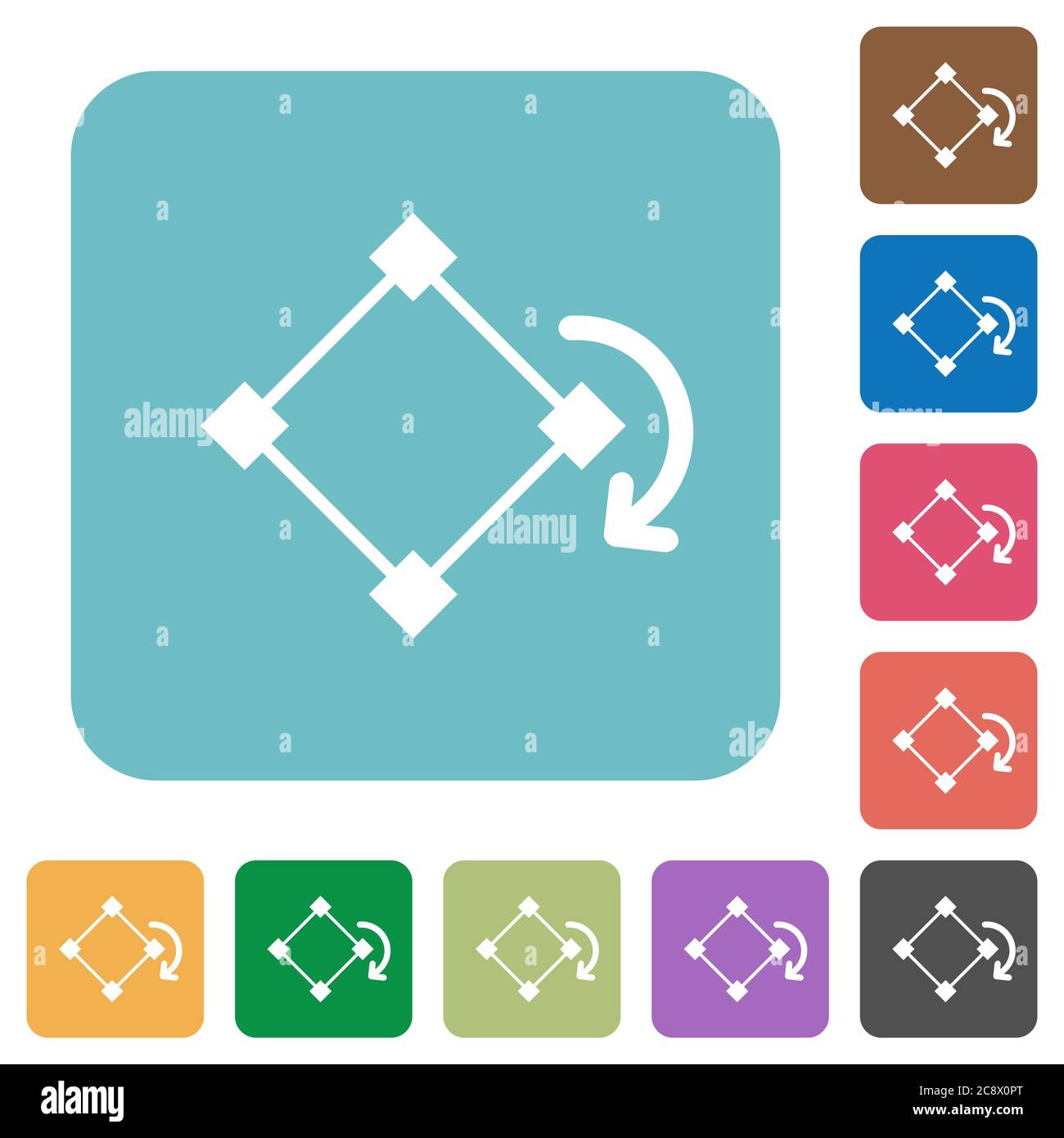 Flat rotate element icons on rounded square color backgrounds Stock Vector Image & Art - Alamy
