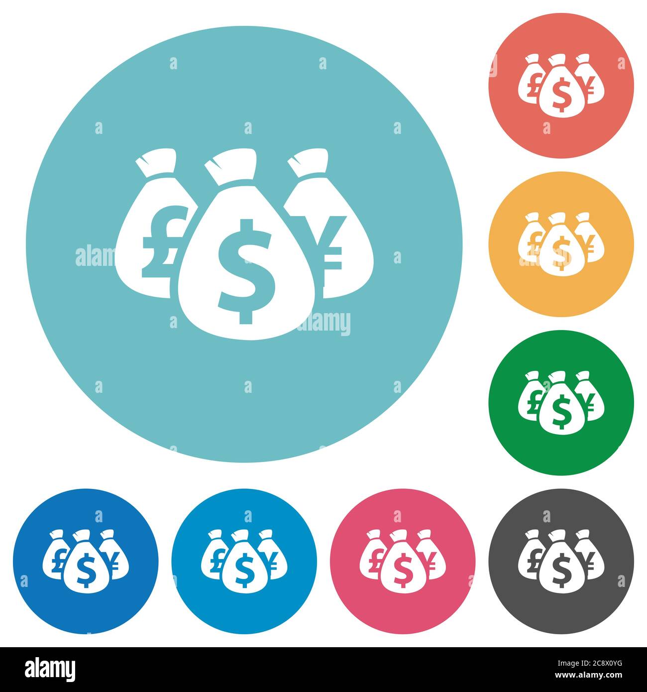 Flat money bags icon set on round color background Stock Vector Image ...