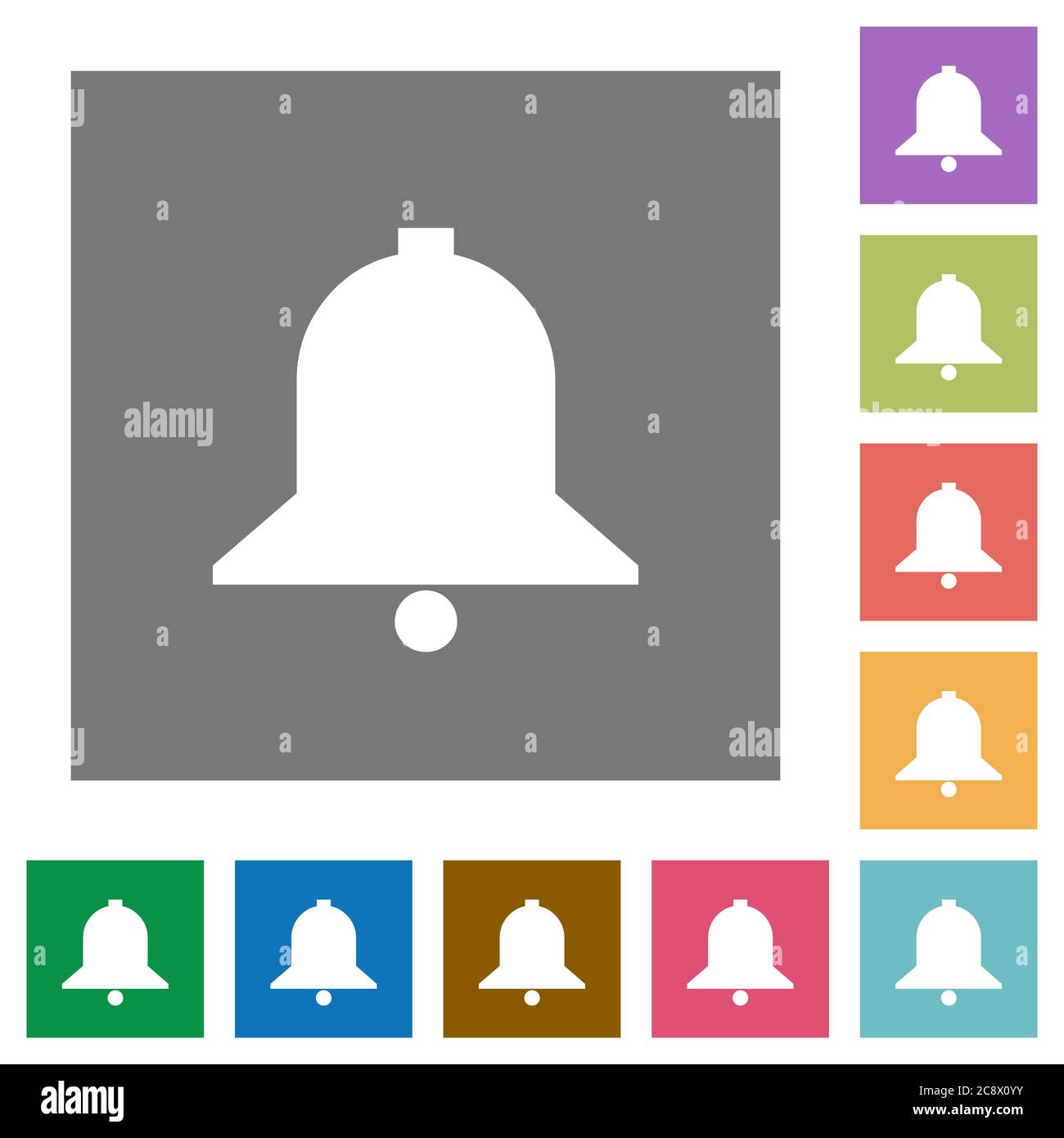 Bell flat icon set on color square background Stock Vector Image & Art ...