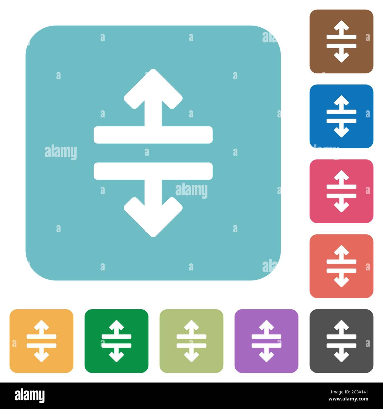 Flat horizontal split icons on rounded square color backgrounds Stock ...