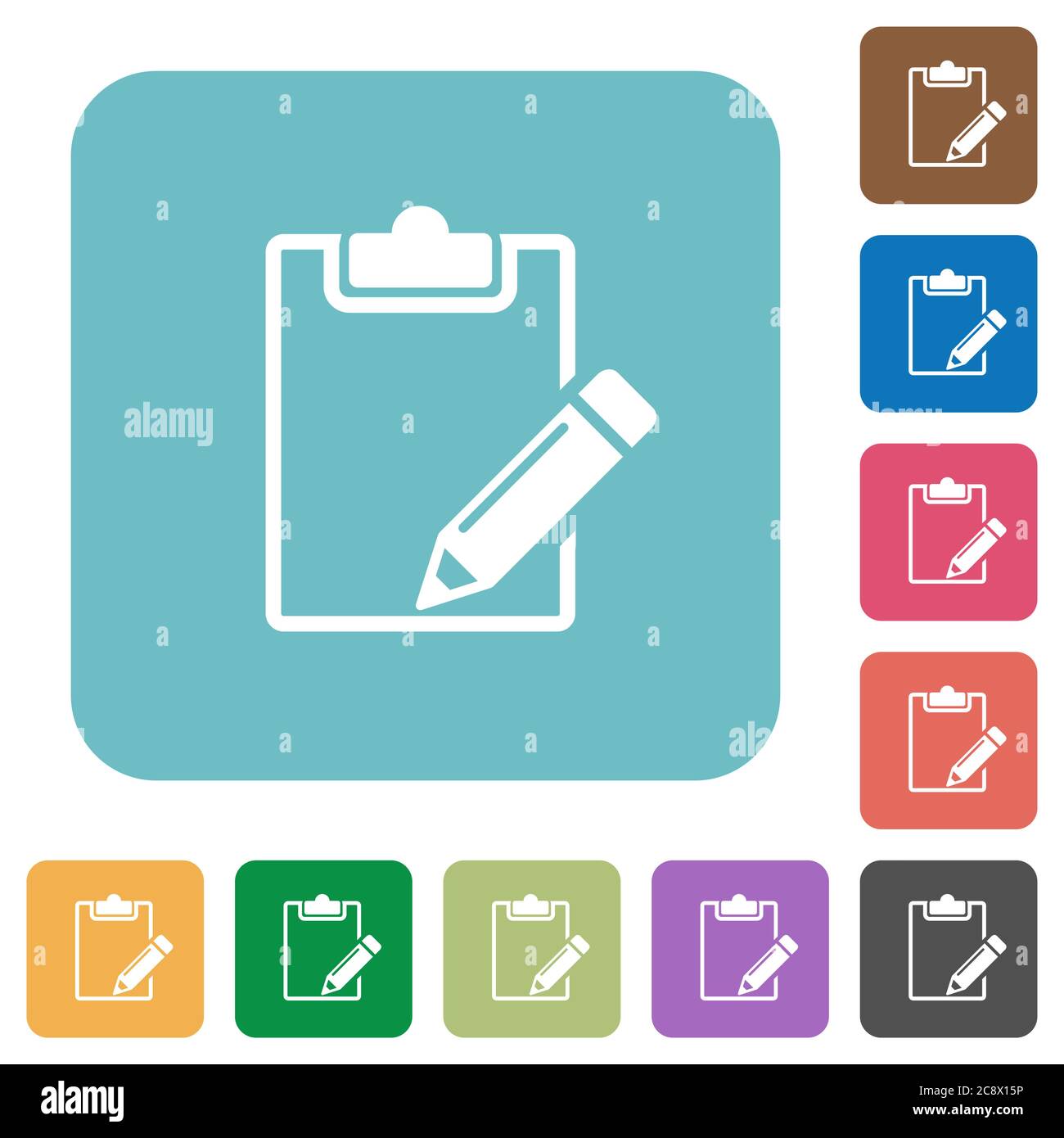 Flat Blank notepad with pencil icons on rounded square color ...