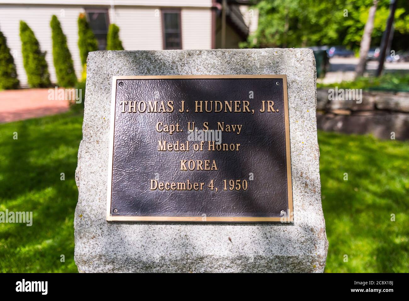 Monument and plaque in Concord Center honoring Medal of Honor recipient ...