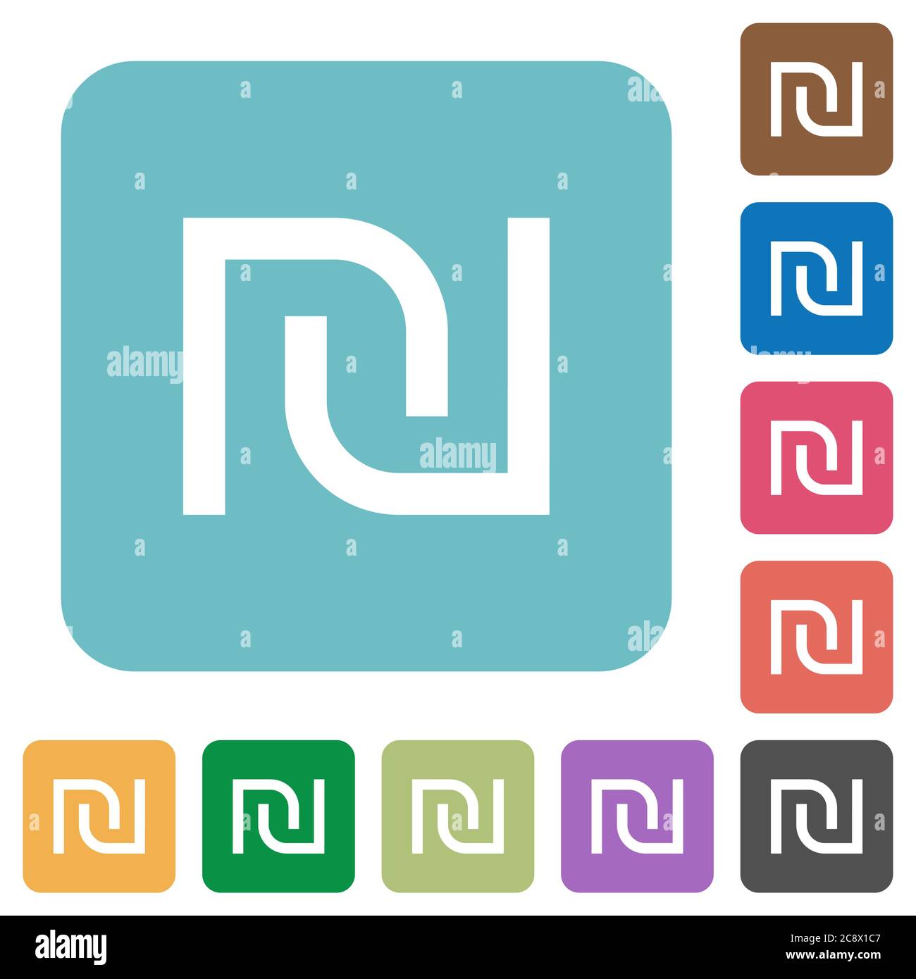 Flat Israeli new Shekel sign icons on rounded square color backgrounds ...