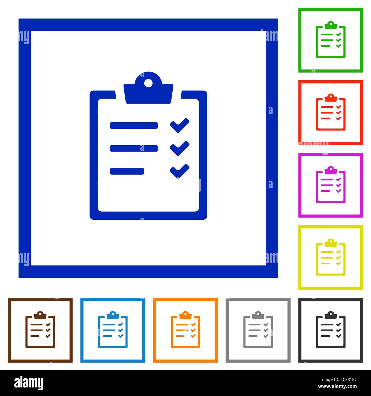 Set of color square framed task list flat icons Stock Vector Image ...