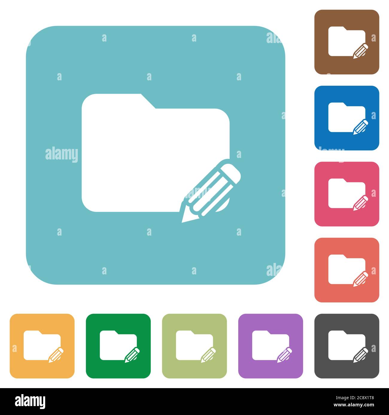 Flat edit folder icons on rounded square color backgrounds Stock Vector ...