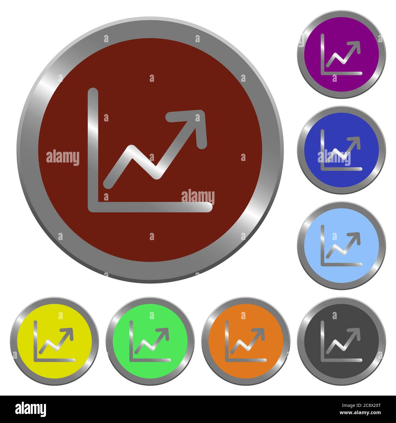 Set Of Color Glossy Coin Like Line Graph Buttons Stock Vector Image And Art Alamy