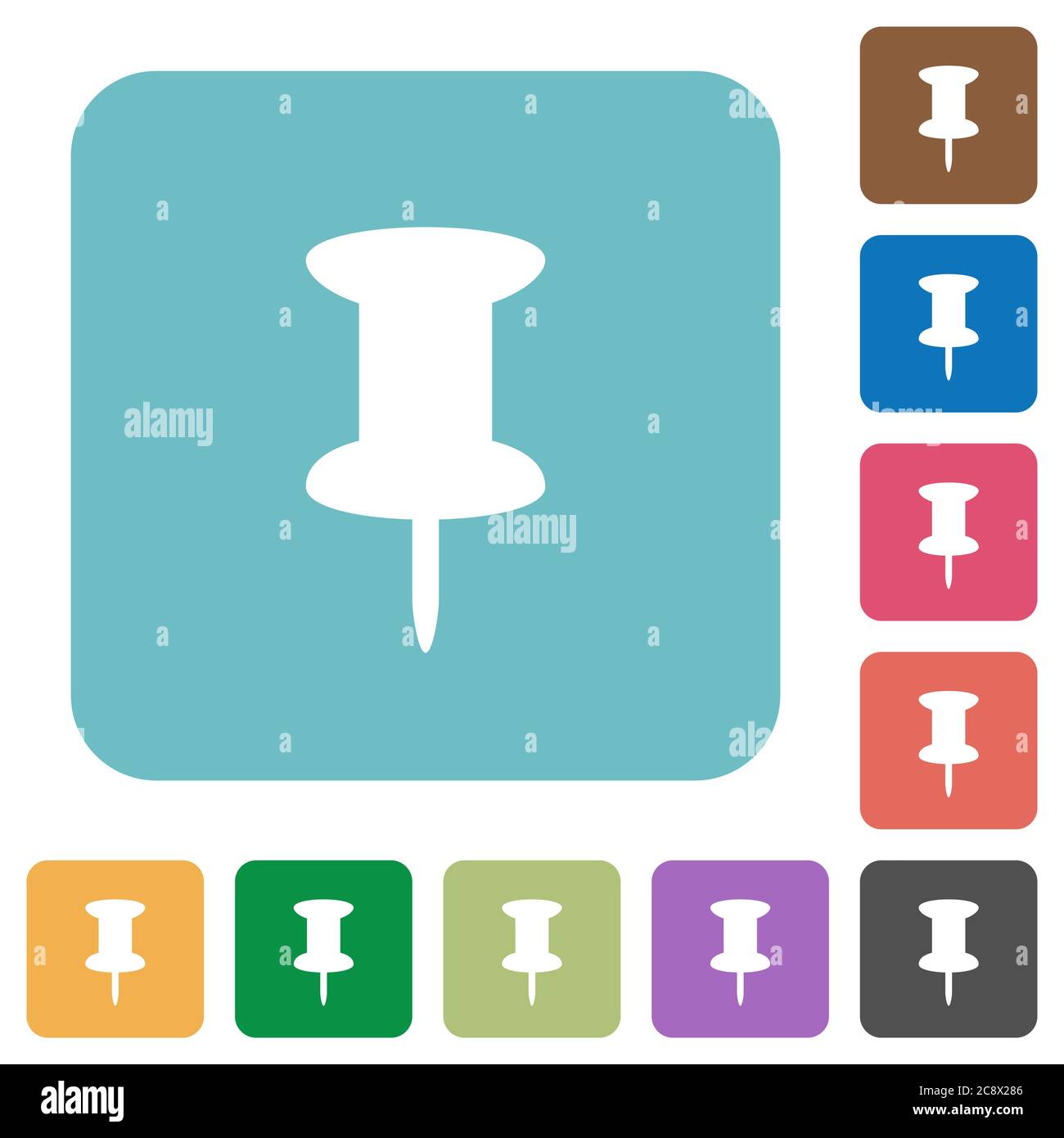 Flat push pin icons on rounded square color backgrounds Stock Vector ...