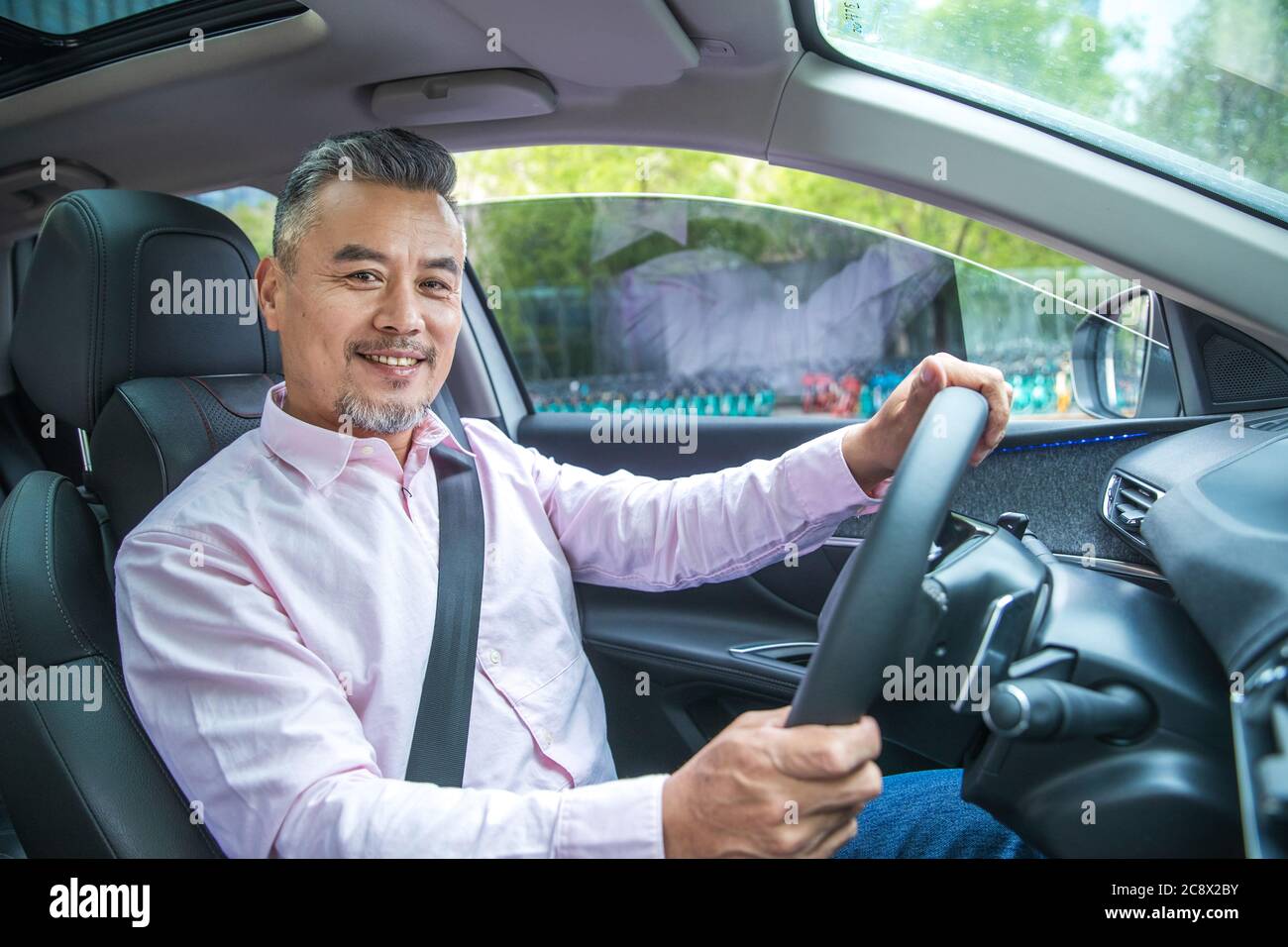 Middle-aged and old business man driving a car Stock Photo - Alamy