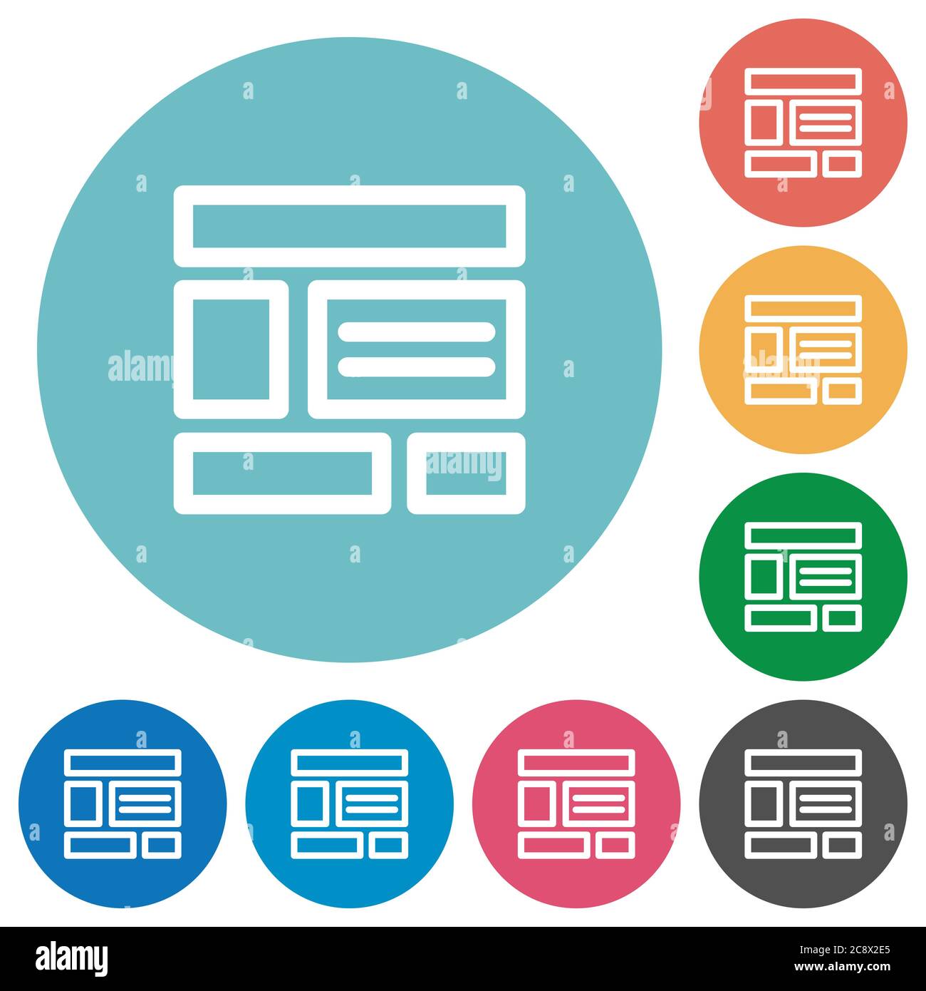 Flat Web Layout Icon Set On Round Color Background Stock Vector Image And Art Alamy