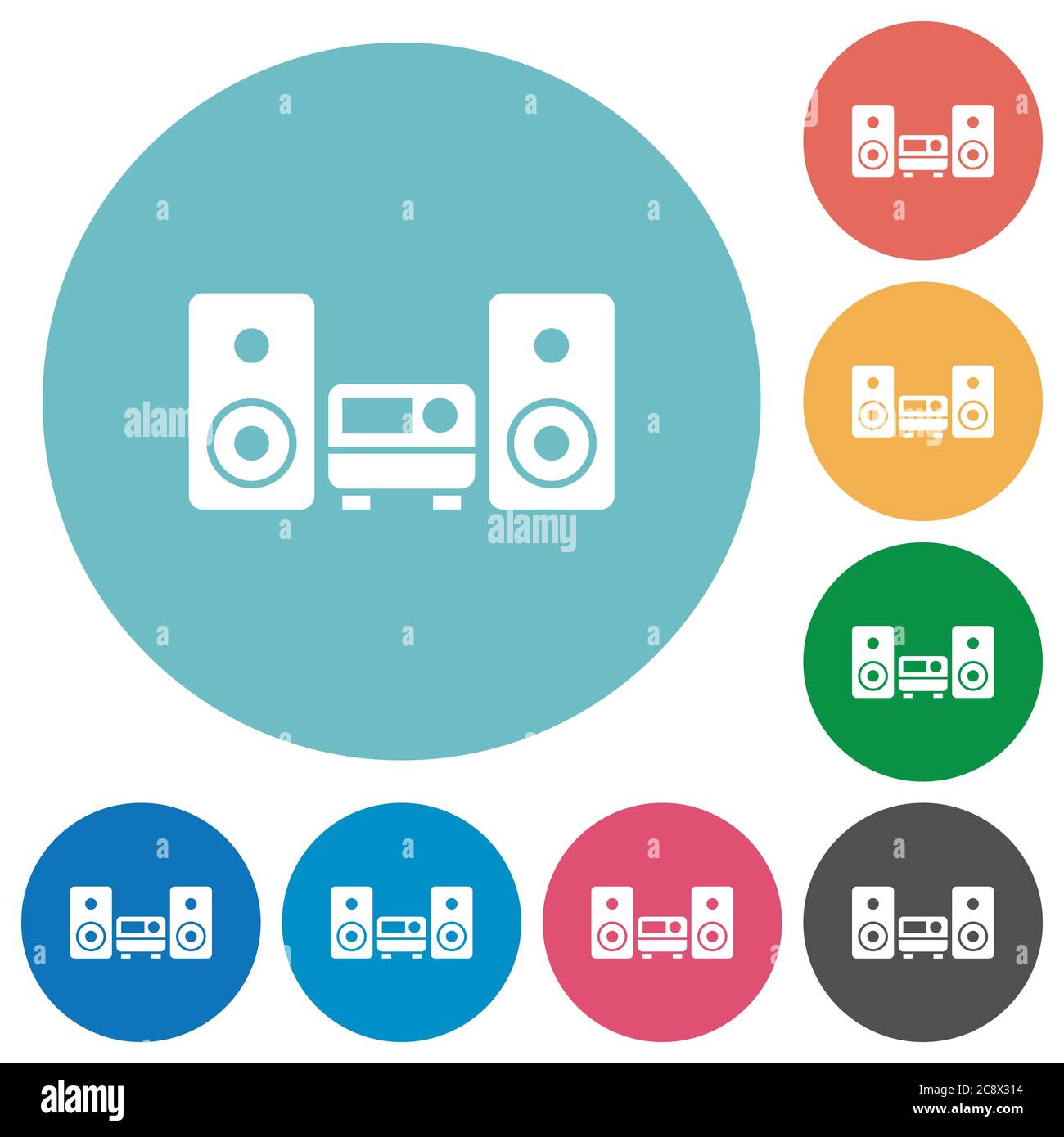Flat hifi icon set on round color background Stock Vector Image & Art ...