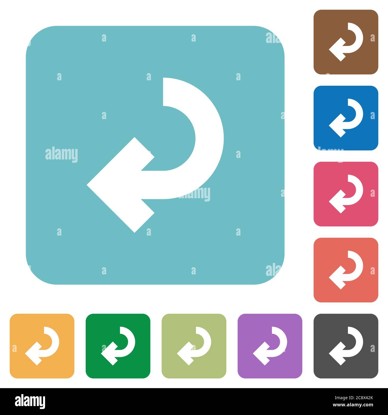 Flat return arrow icons on rounded square color backgrounds Stock ...