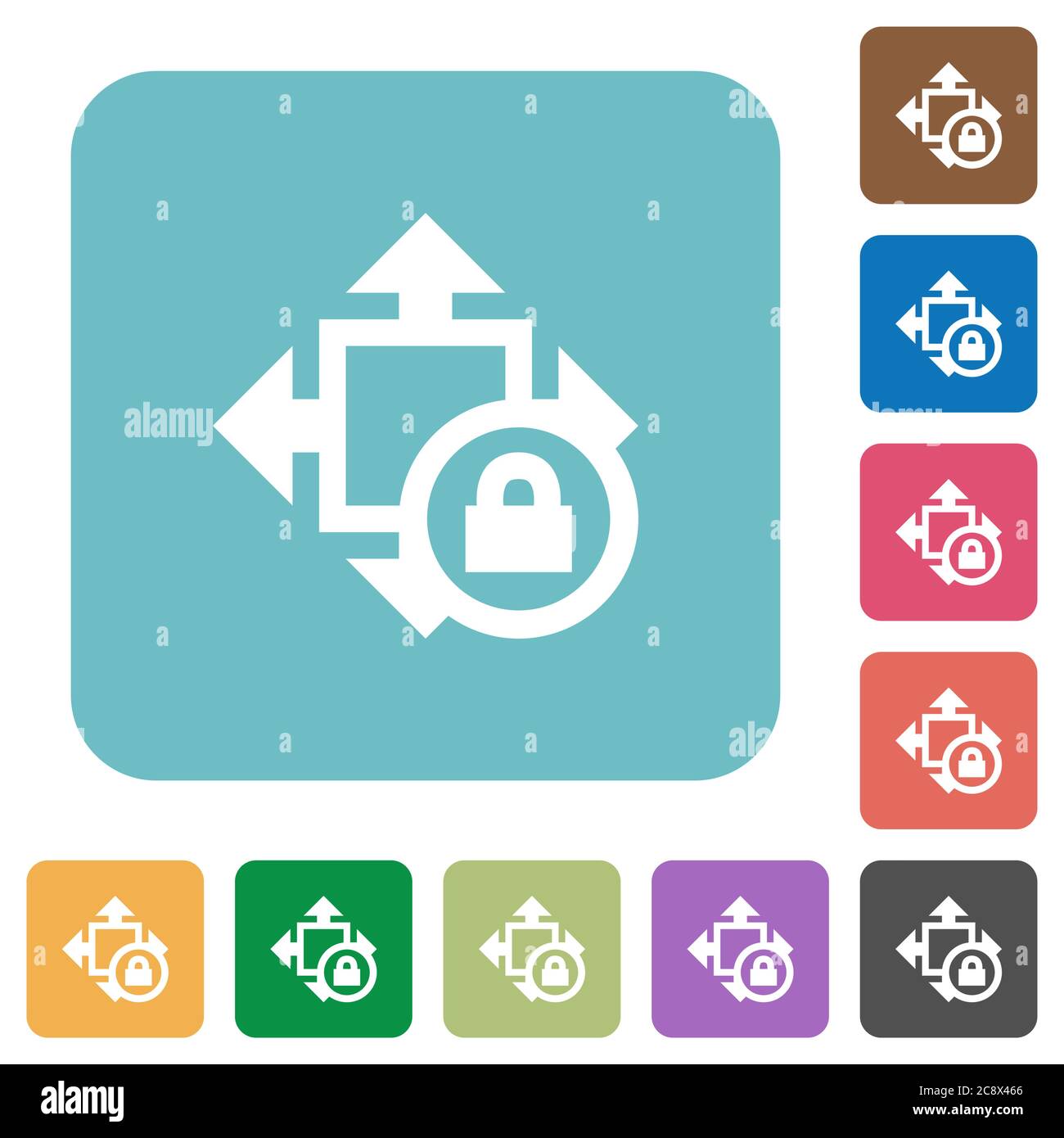 Flat size lock icons on rounded square color backgrounds Stock Vector ...