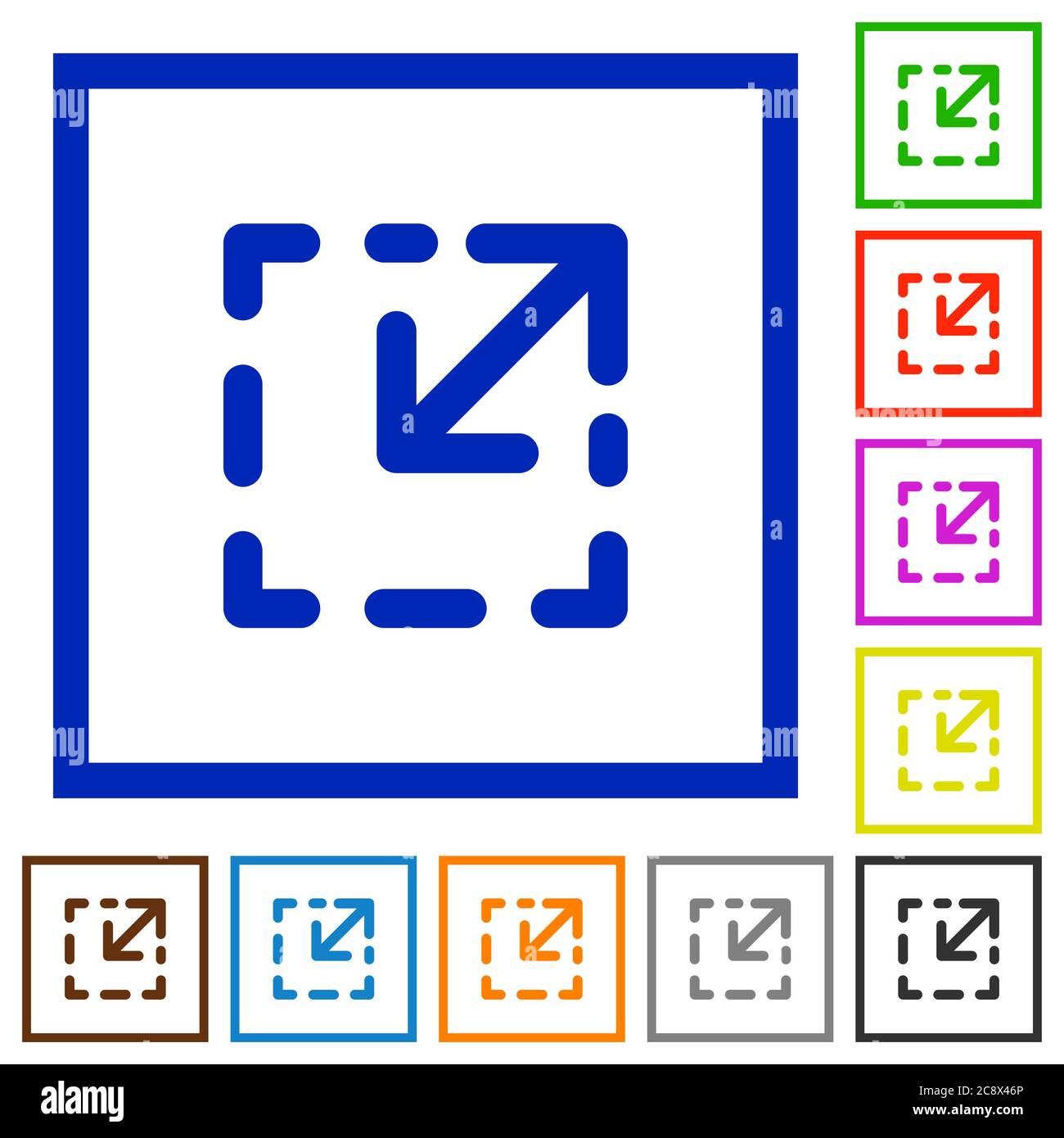 Set of color square framed resize element flat icons Stock Vector Image ...