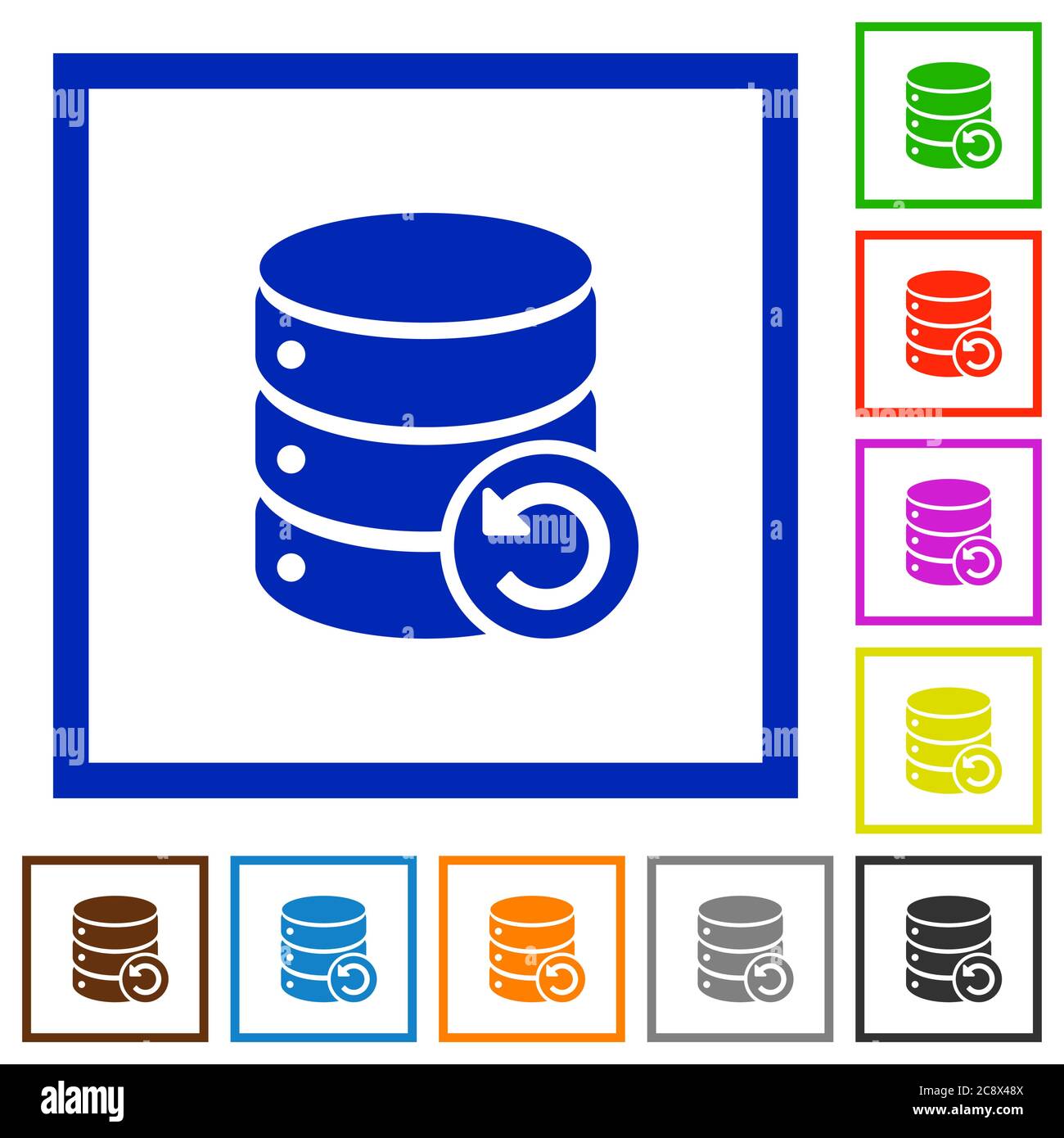 Set of color square framed undo database changes flat icons Stock ...