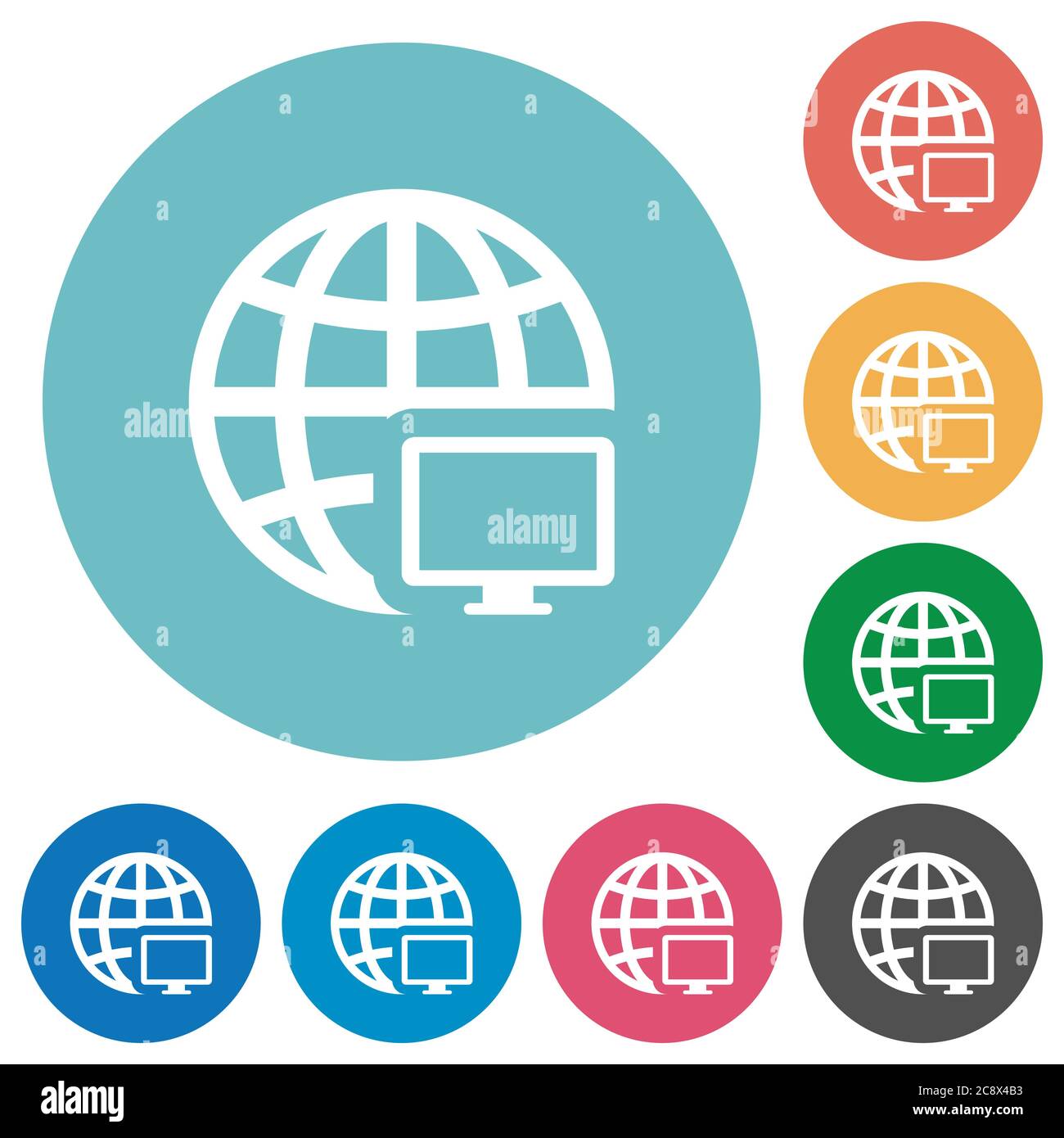 Flat remote terminal icon set on round color background Stock Vector ...